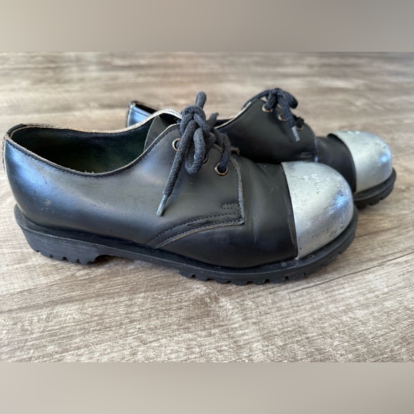 Dr. Martens | Shoes | Vtg Getta Grip Steel Toe Black Leather Oxford ...
